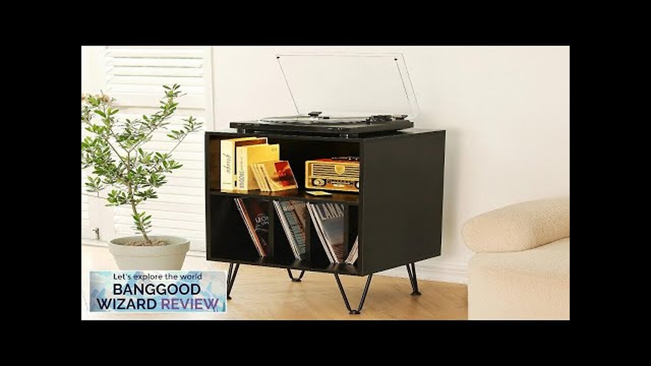 Hommpa Turntable Stand Black Record Player Stand with Vinyl Storage and ...