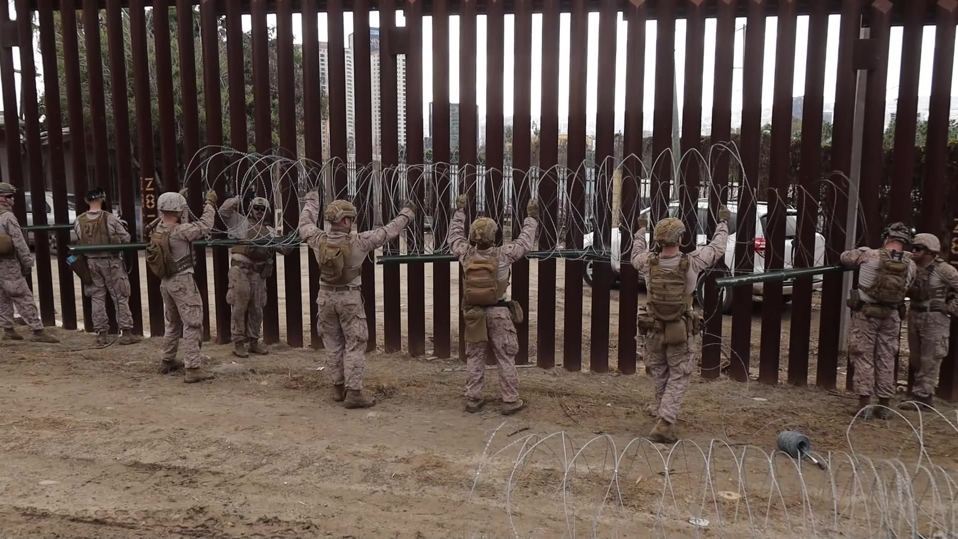 U.S. Marines reinforce southern border wall to assist CBP with border ...