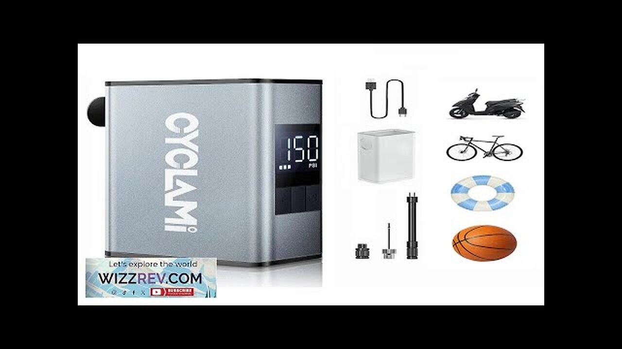 CYCLAMI A3 MAX 150PSI Mini Electric Bicycle Air Pump 1800mAh Battery ...
