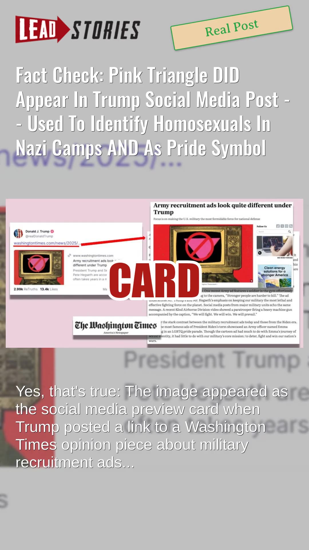 Fact Check: Pink Triangle DID Appear In Trump Social Media Post