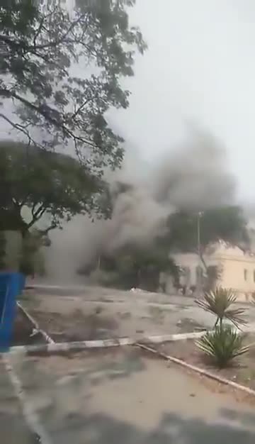 Fire and severe damage at Mandalay University in Myanmar