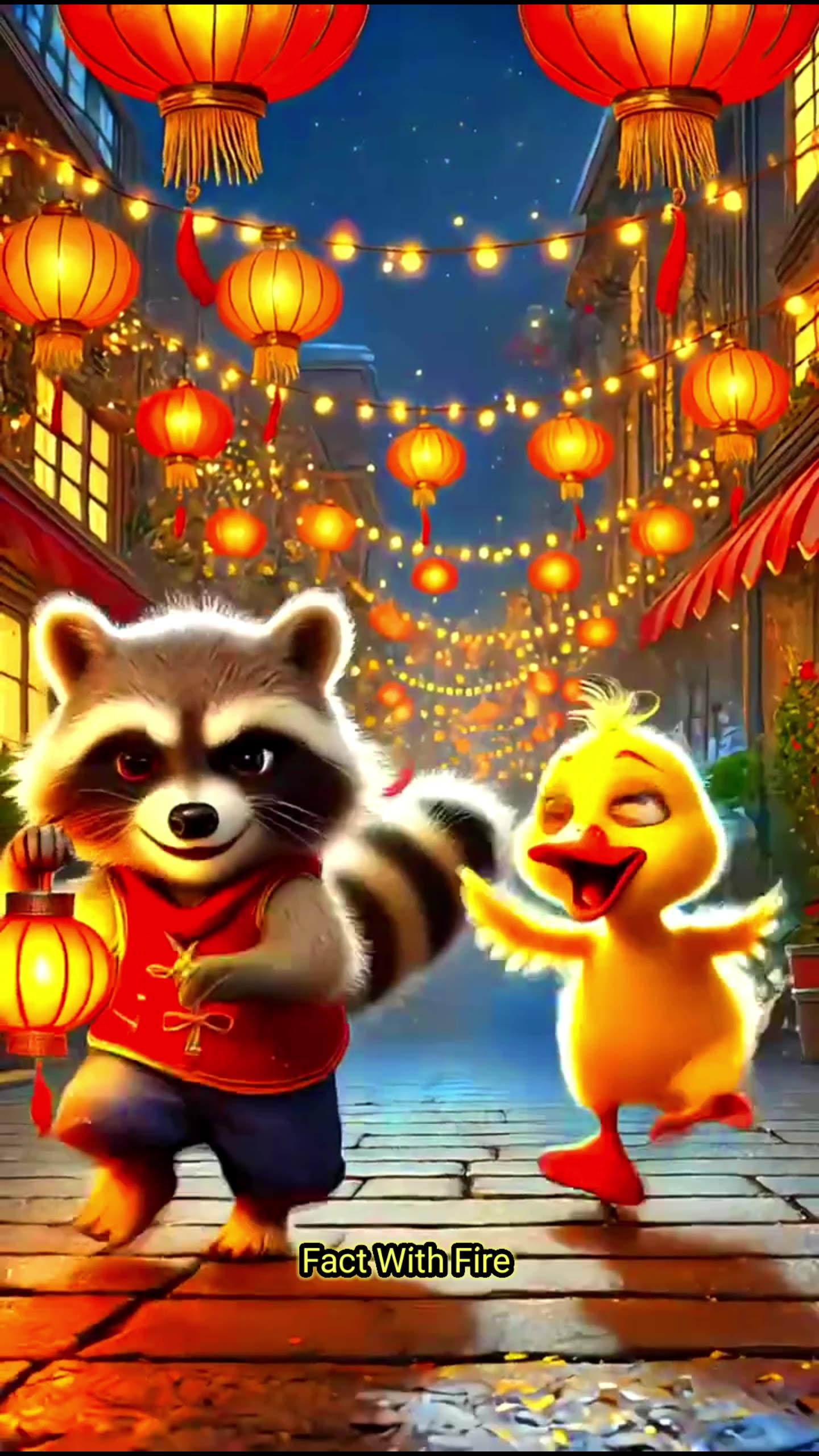 Cute duck and raccoon friendship video