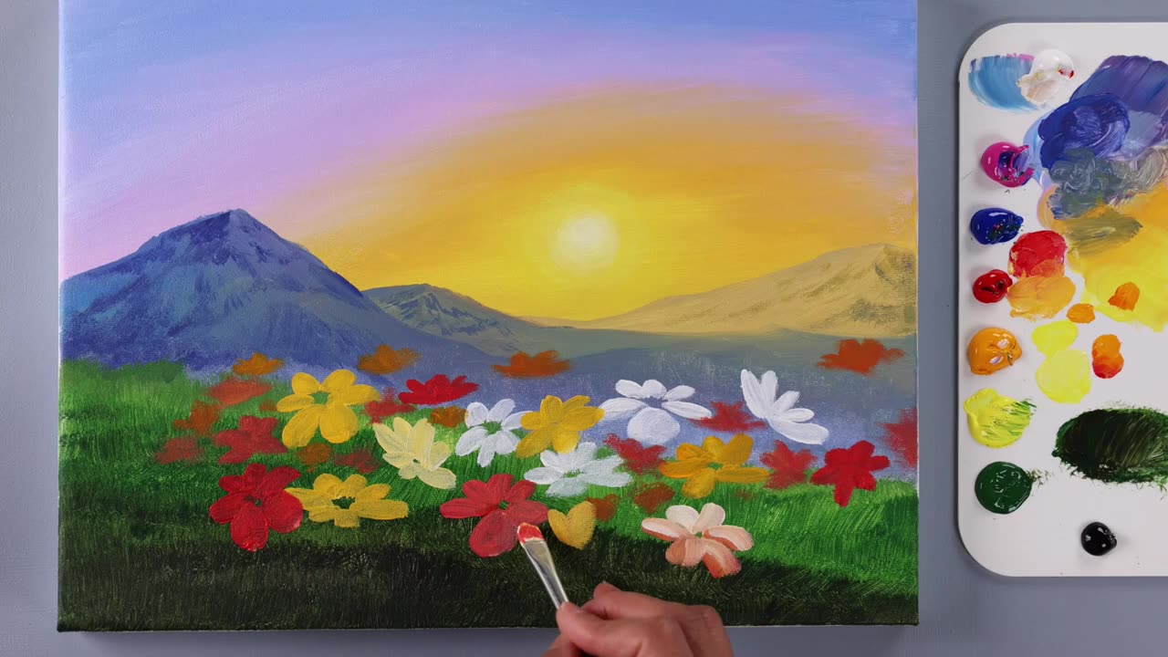 Acrylic Painting For Beginners _ Spring Landscape Painting