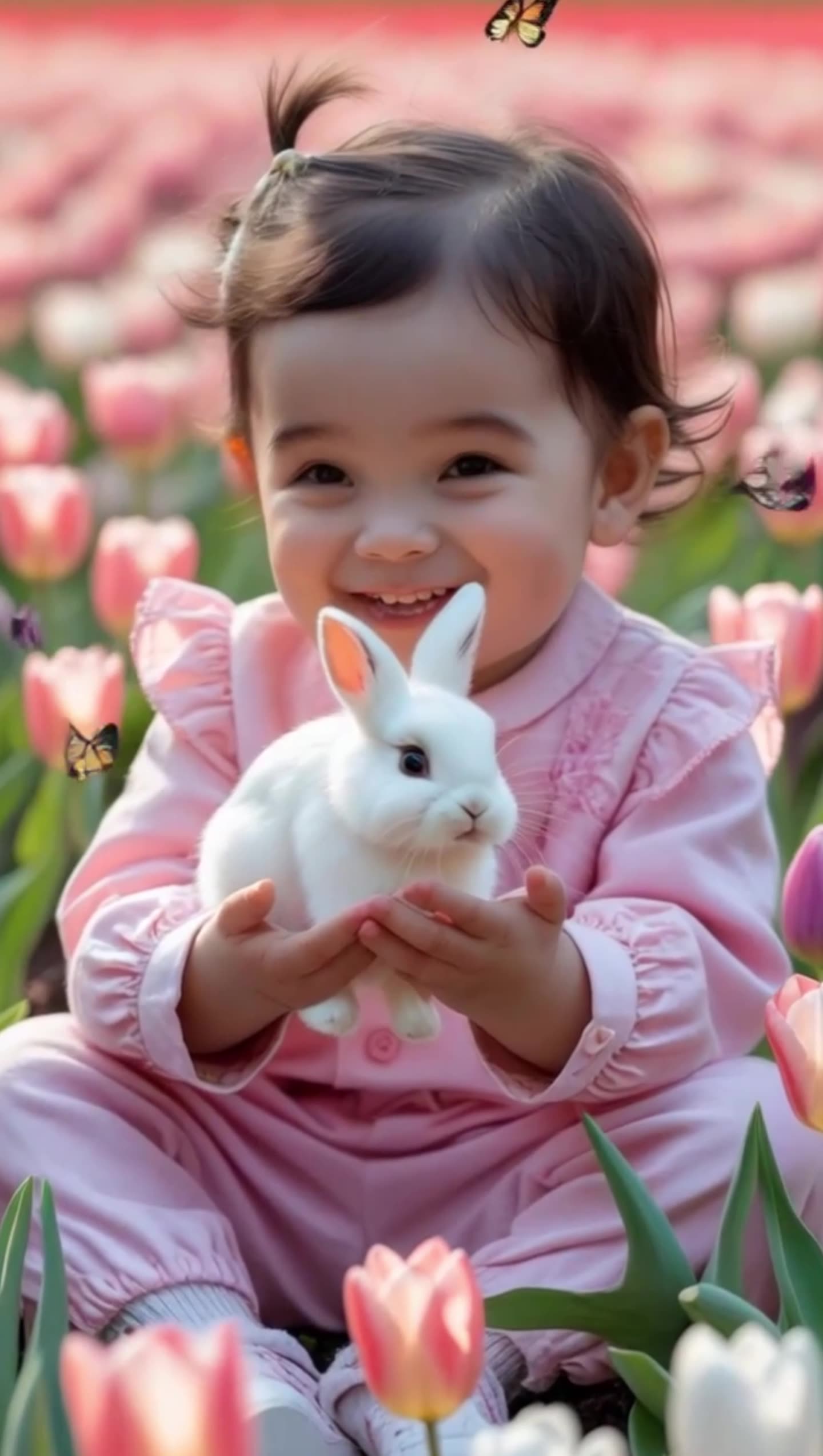 child and rabbit
