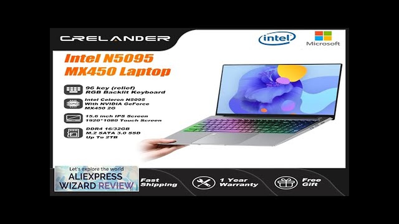 CRELANDER Gaming Laptop 15.6 Inch IPS Touch Screen Intel N5095 Quad ...