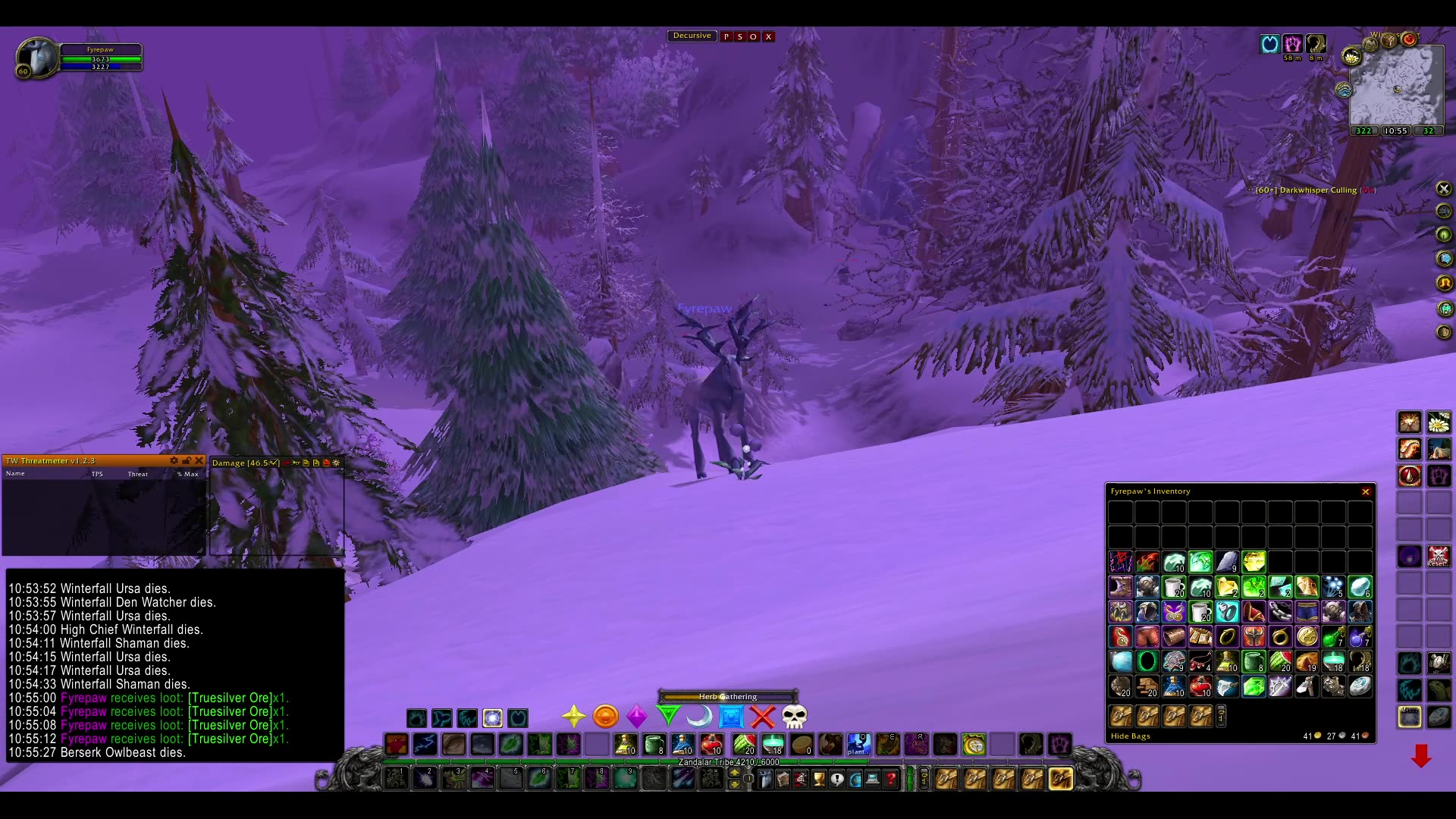 Turtle wow - mindless mining / herbalism - druid POV - Winterspring and ...