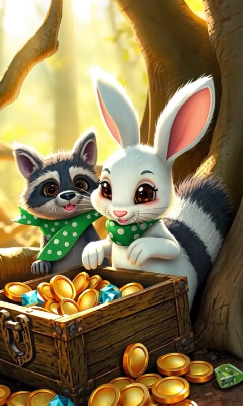 Rosie Rabbit Rescues the Raccoon from wild dogs Attack
