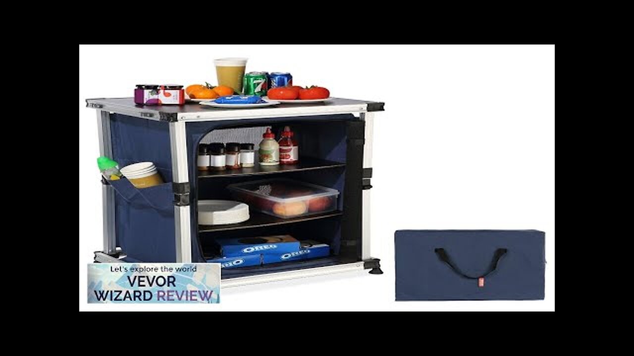 VEVOR Camping Kitchen Table Pop-up Aluminum Portable Folding Cook ...
