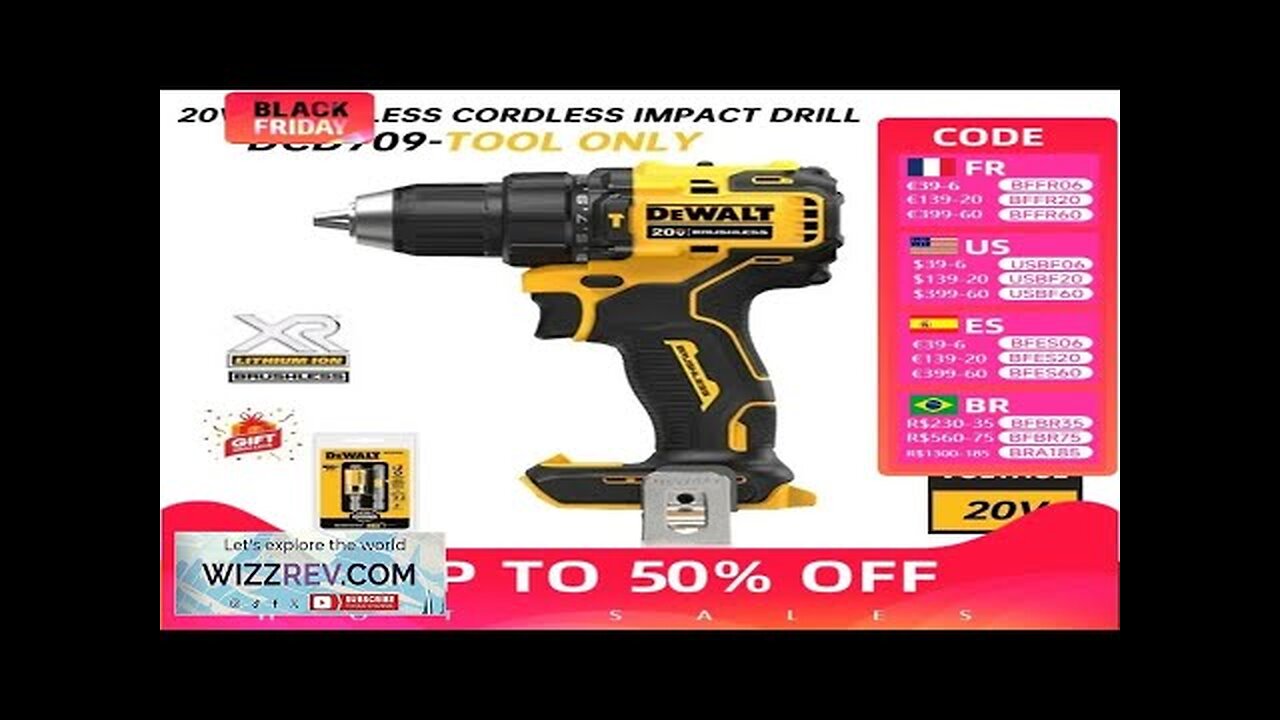 DEWALT DCD709 20V Brushless Cordless Compact Hammer Impact Drill Driver ...