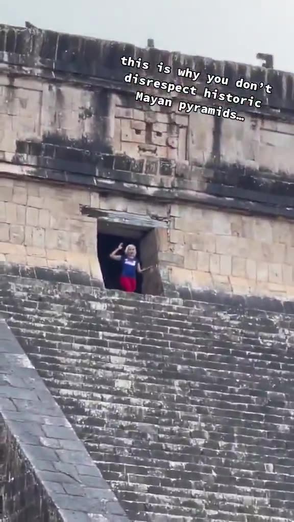 Angry crowd immediately jumps tourist for climbing sacred Mayan pyramid