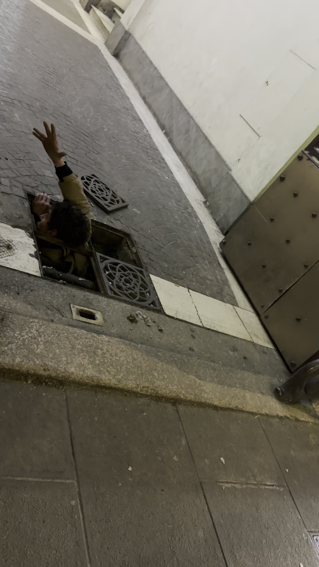 Italian Man Pops Out of Manhole