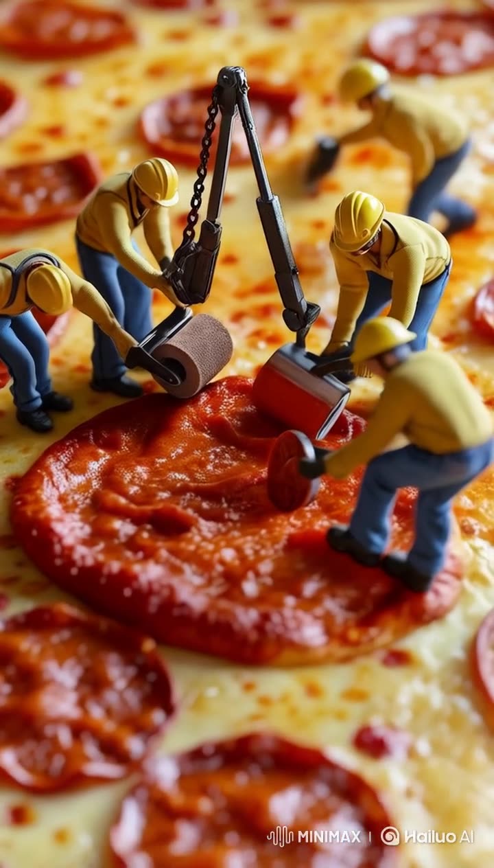 Hyper-realistic macro shot of tiny construction workers crafting an ...