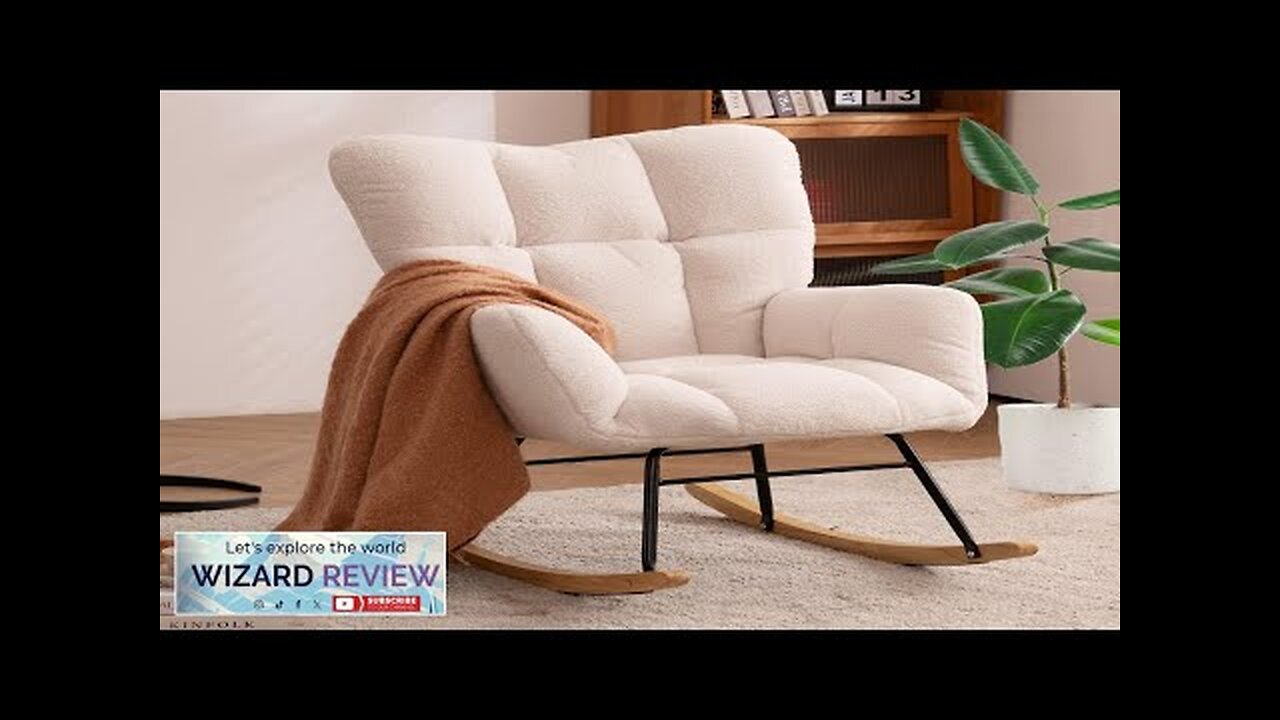 NIOIIKIT Reading Chair Ivory Nursery Rocking Chair Teddy Upholstered ...