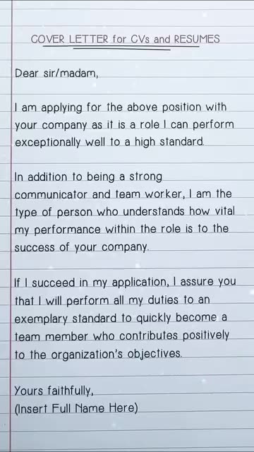 Cover letter sample