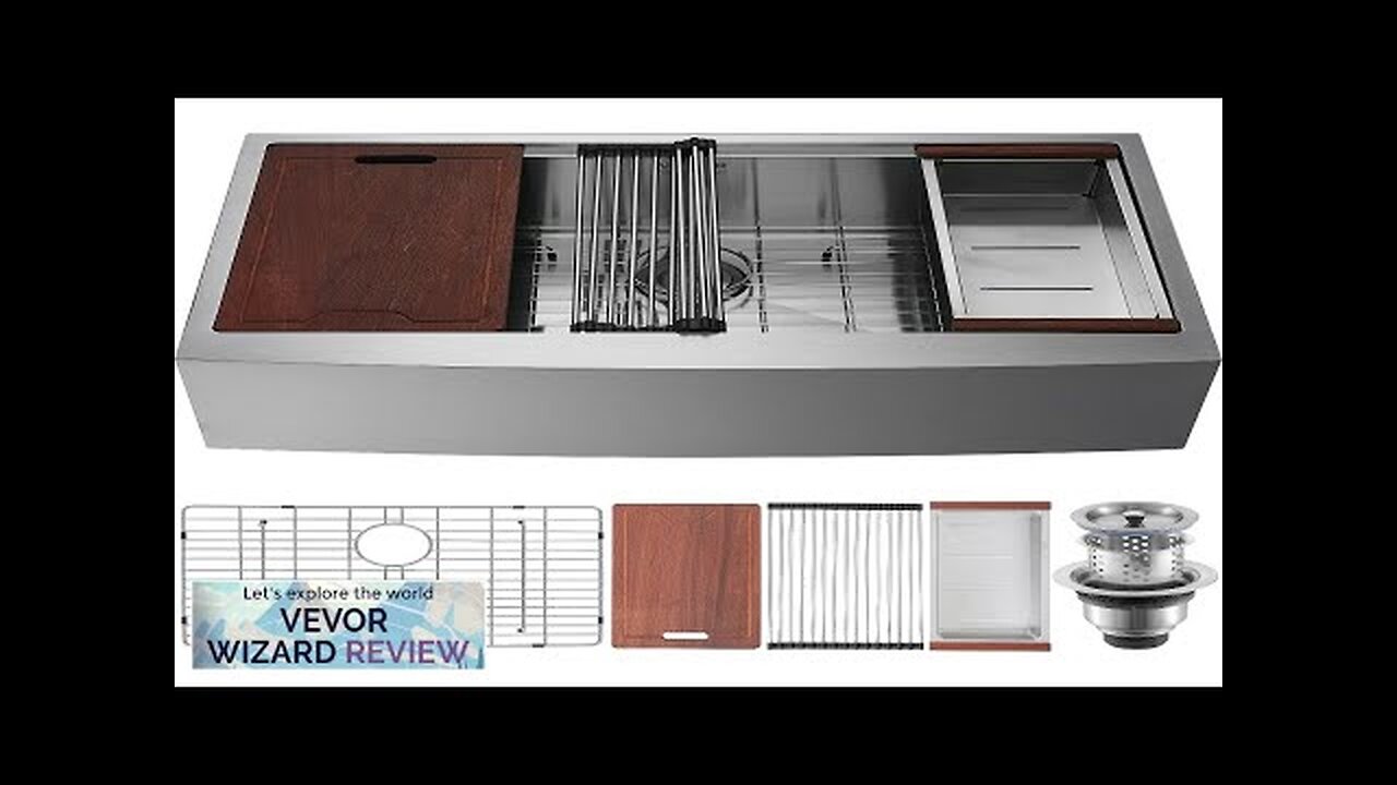 VEVOR Farmhouse Kitchen Sink 304 Stainless Steel Drop-In Sinks Single ...