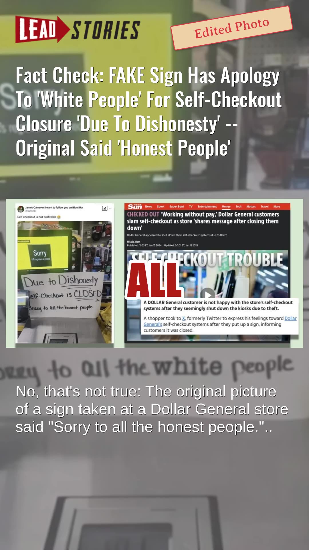 Fact Check: FAKE Sign Has Apology To 'White People' For Self-Checkout ...