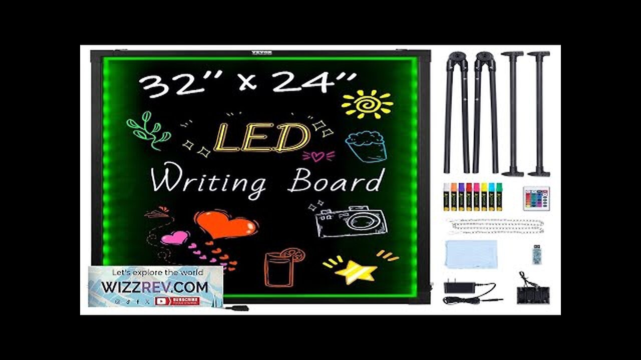 VEVOR LED Message Writing Board 32"x24" Illuminated Erasable Lighted ...