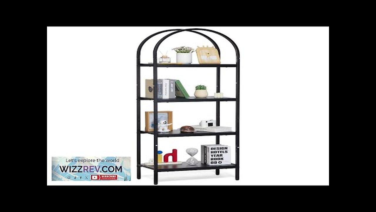 Metal Bookshelf Rustic Bookshelf 4-Tier for Living room Bedroom ...