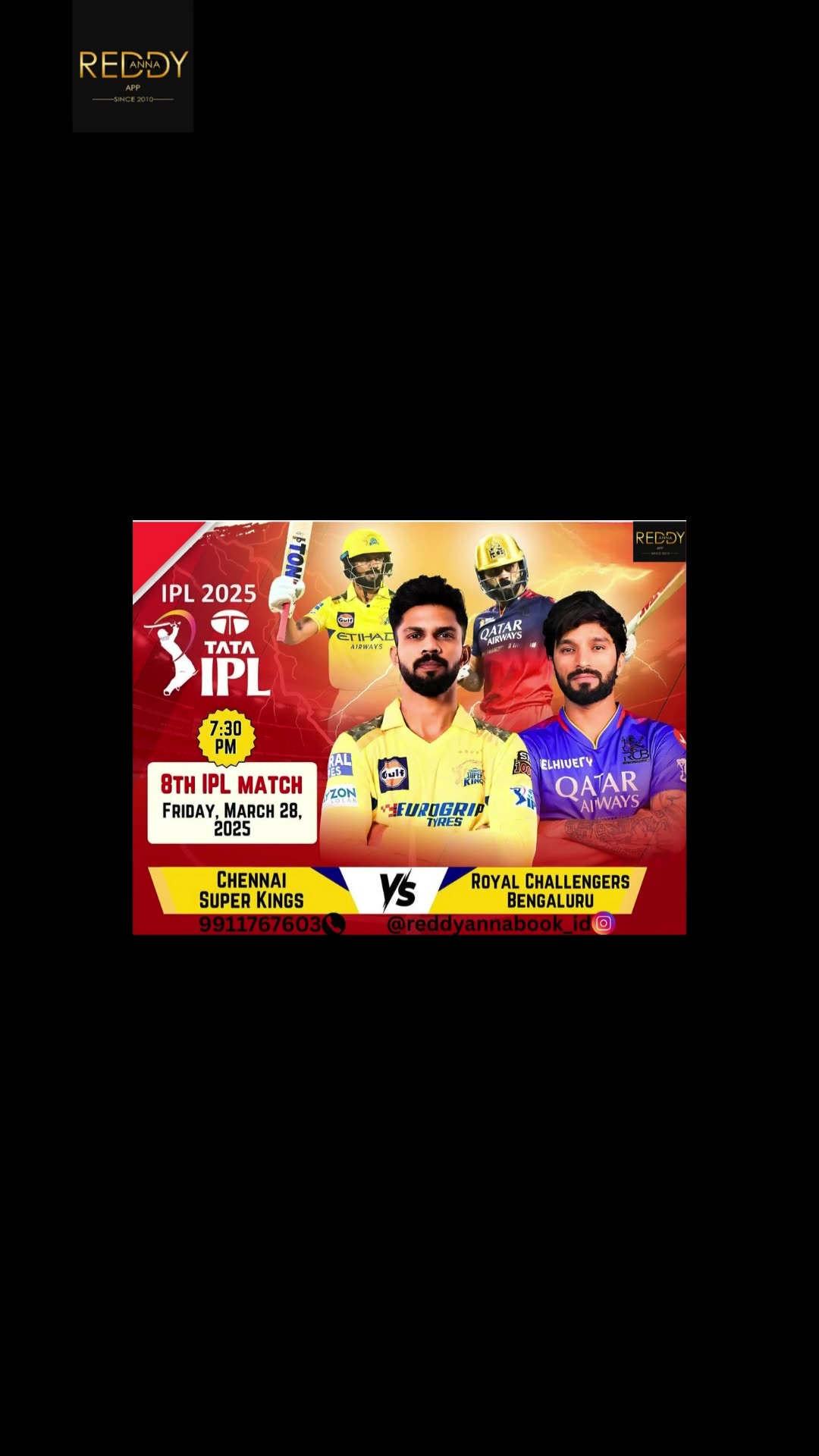 Reddy Anna Login for the Big Match Chennai Super Kings vs Royal ...