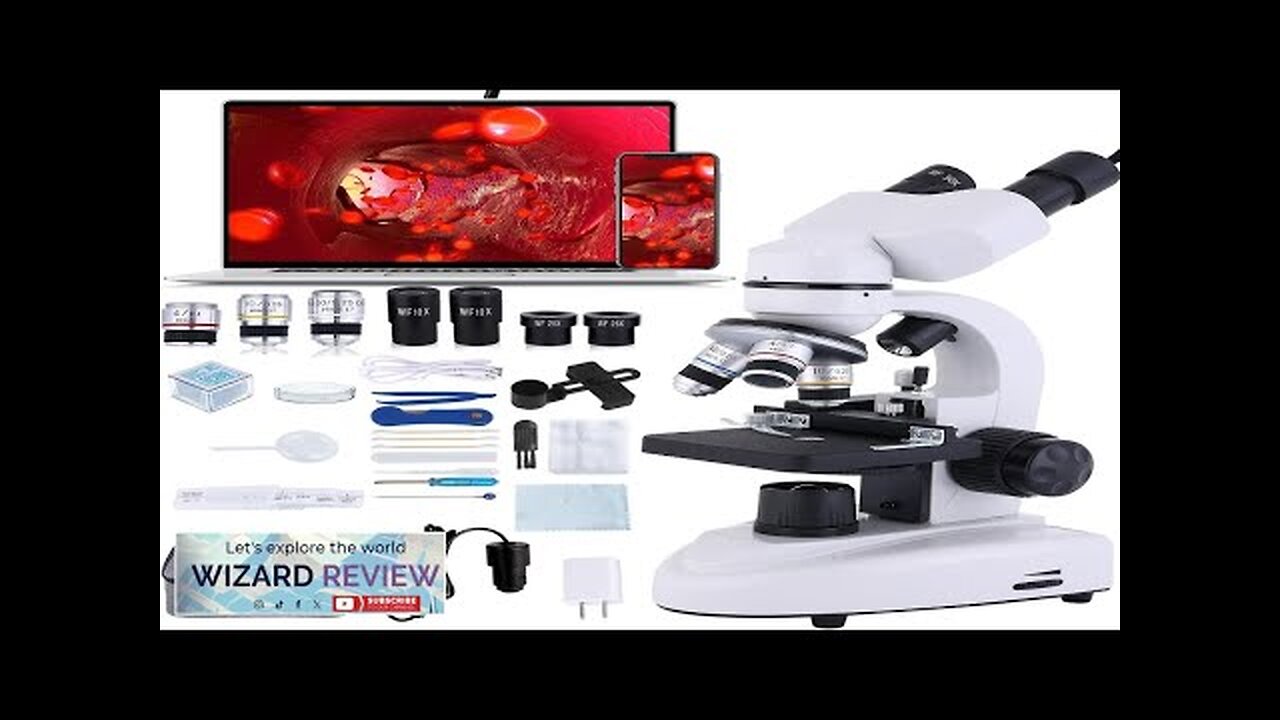 Binocular Compound Microscope 40X-2000X Research Grade Professional Microscope with Dual Review