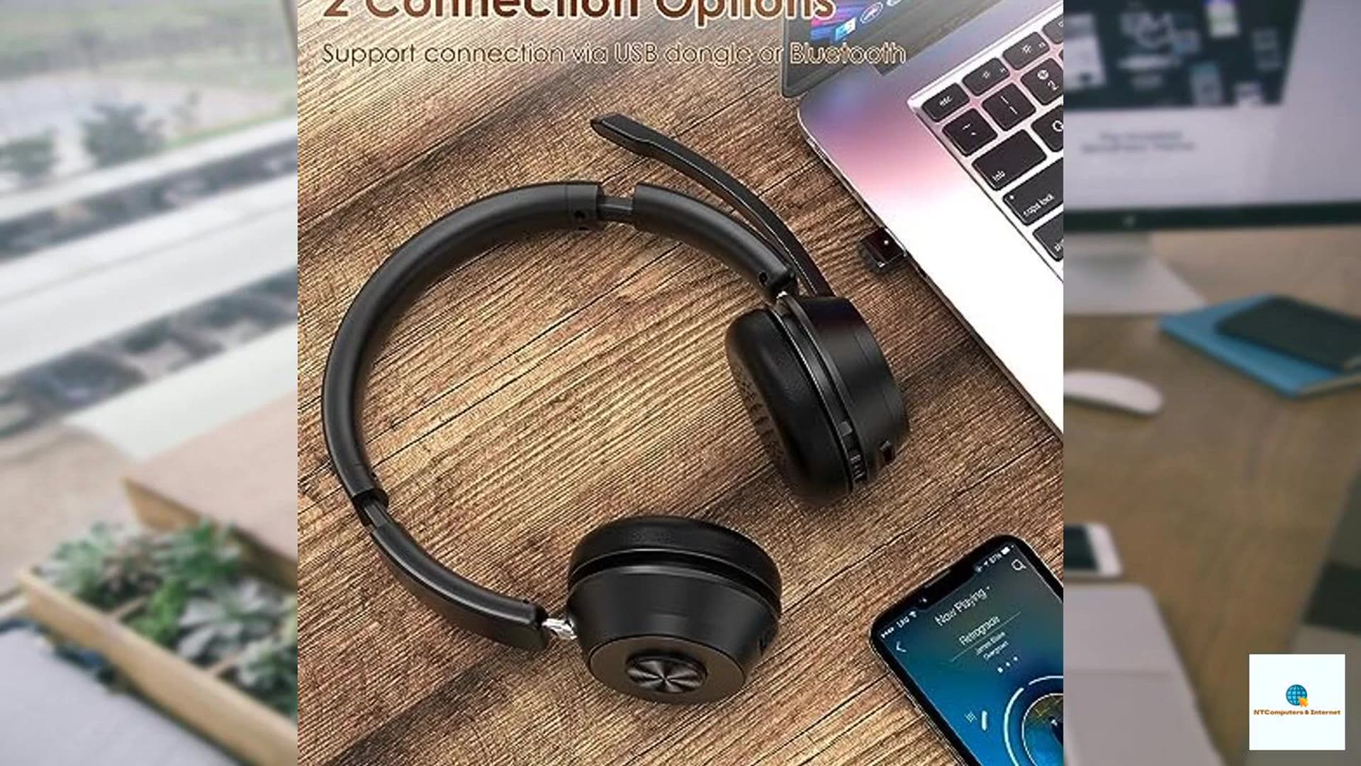 Bluetooth Headset with Noise Cancelling Microphone and USB Dongle