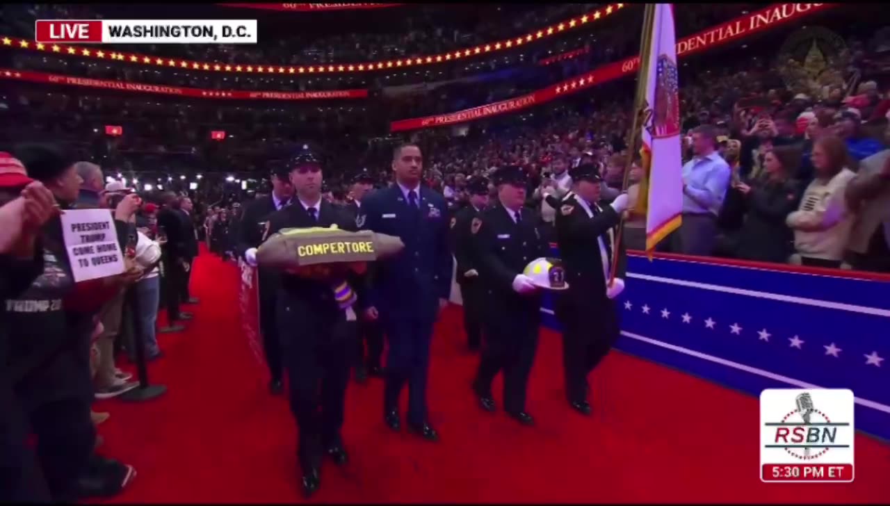 The Uniform of Corey Comperatore is brought out to be honored.