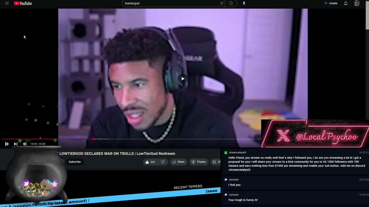 Watching Lowtiergod and other vids