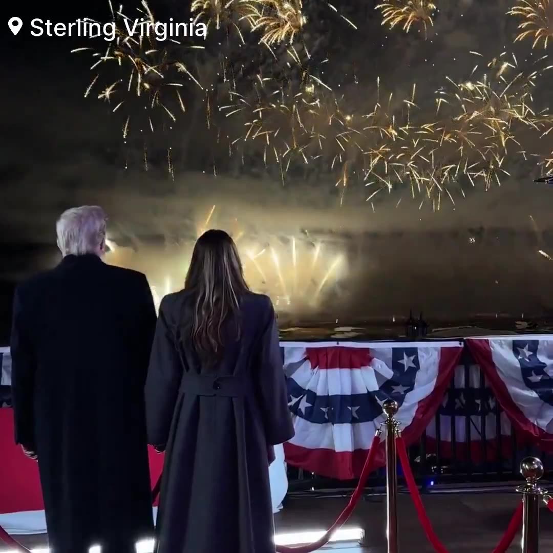 President Donald Trump and Melania Trump admire a spectacular firework ...