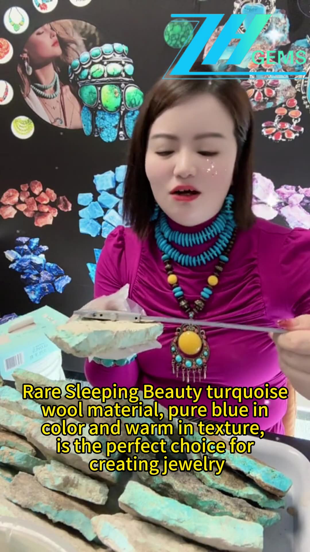 250225-3 Rare Sleeping Beauty turquoise wool material