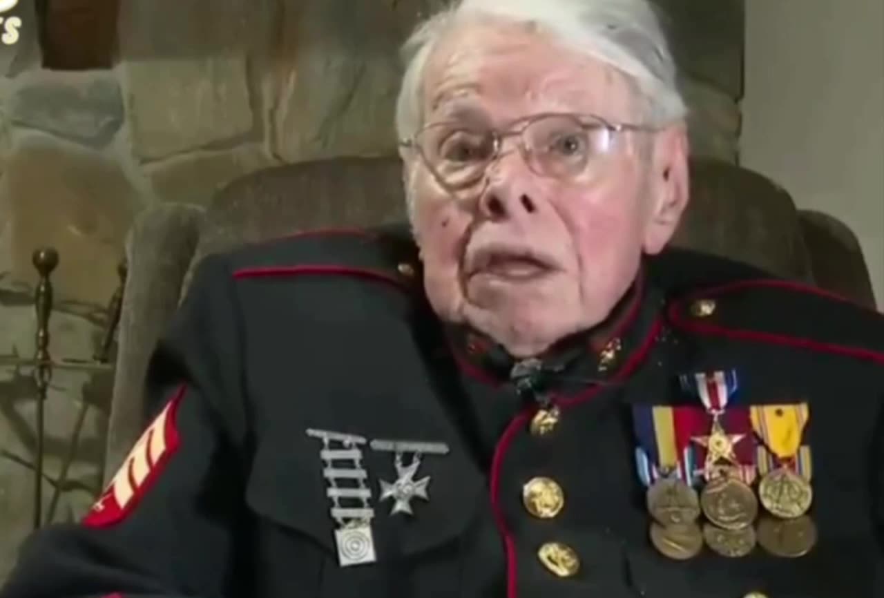100 Year old WW2 veteran gets emotional when talking about the future.