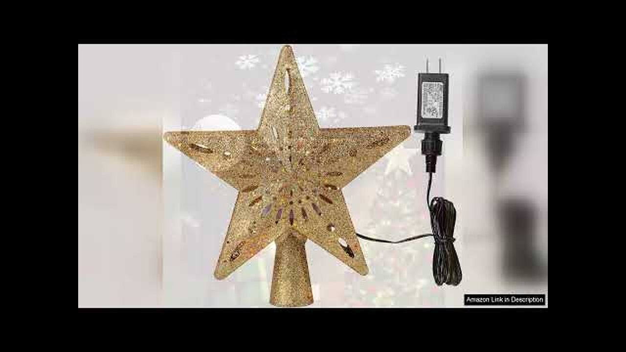 Christmas Star Tree Topper with Built-in Led Snowflake Projector Lights ...
