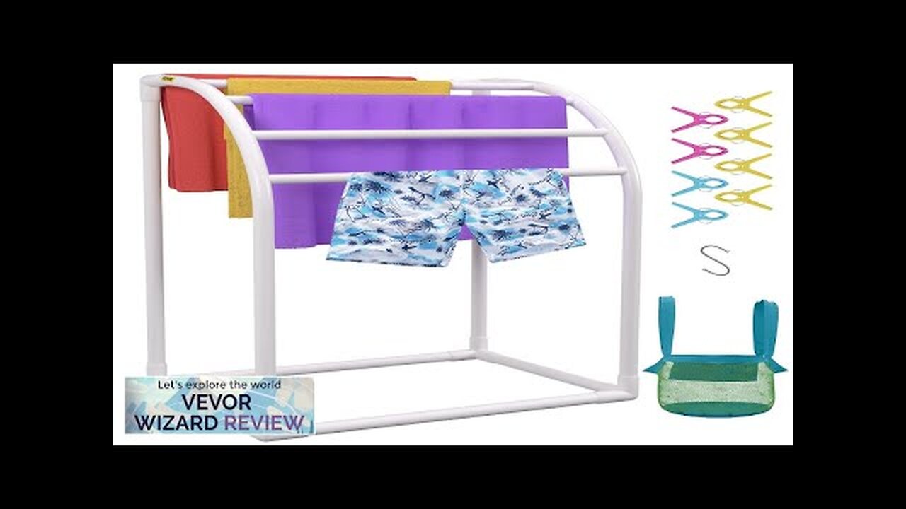 VEVOR Pool Towel Rack 5 Bar Milky Freestanding Outdoor PVC Curved ...
