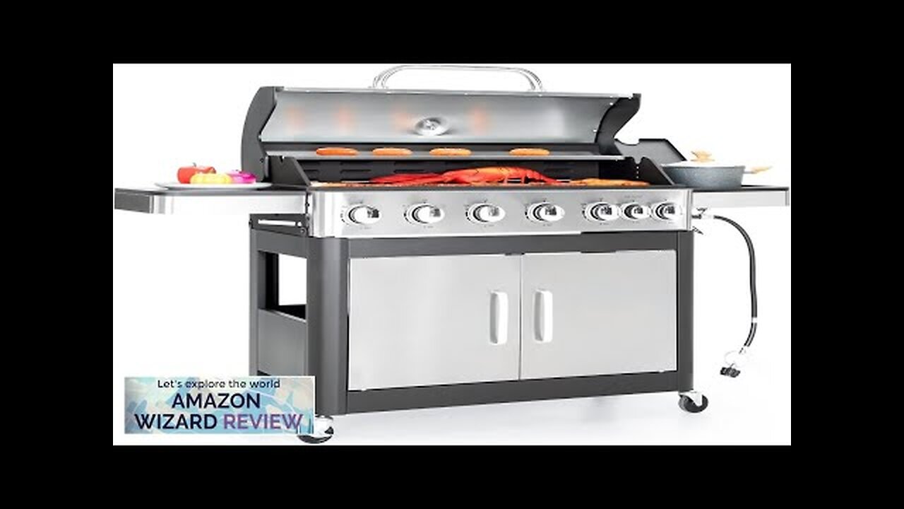 Captiva Designs 6-Burner Propane Gas BBQ Grill with Side Burner ...