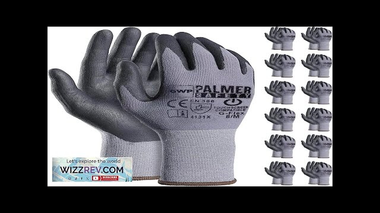 ATERET Work Gloves 12 Pairs Micro-Foam Nitrile Coated Safety Gloves ...