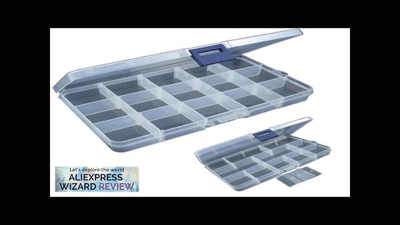 15 Slots Adjustable Plastic Fishing Lure Hook Tackle Box Storage Case ...