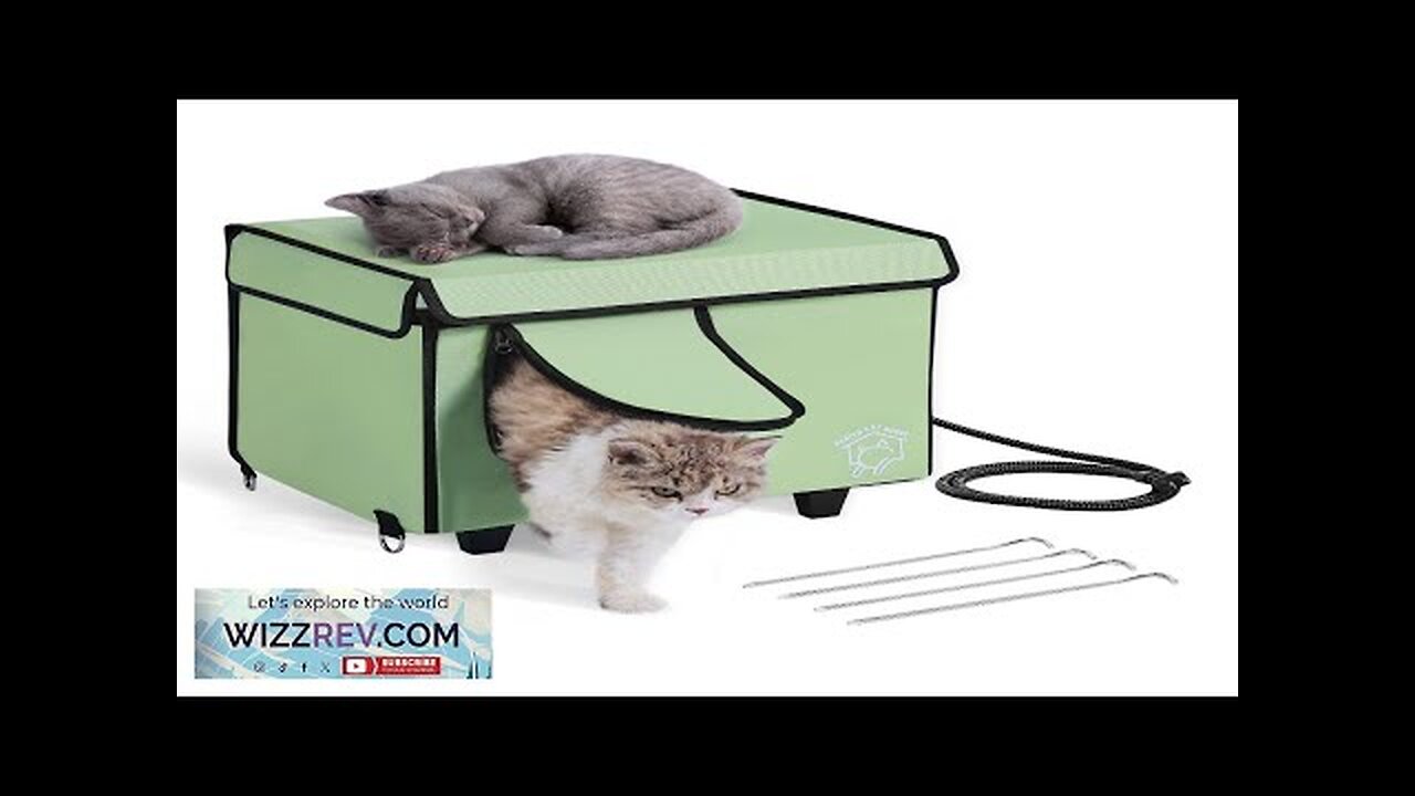 VEVOR Elevated Heated Cat House Cuboid Kitty Shelter with Heated Pad ...