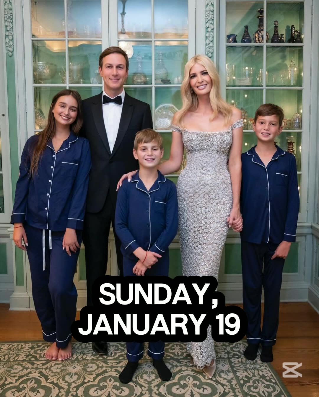Ivanka Trump shines in a silver Fam shirt at the dinner before the inauguration of the president