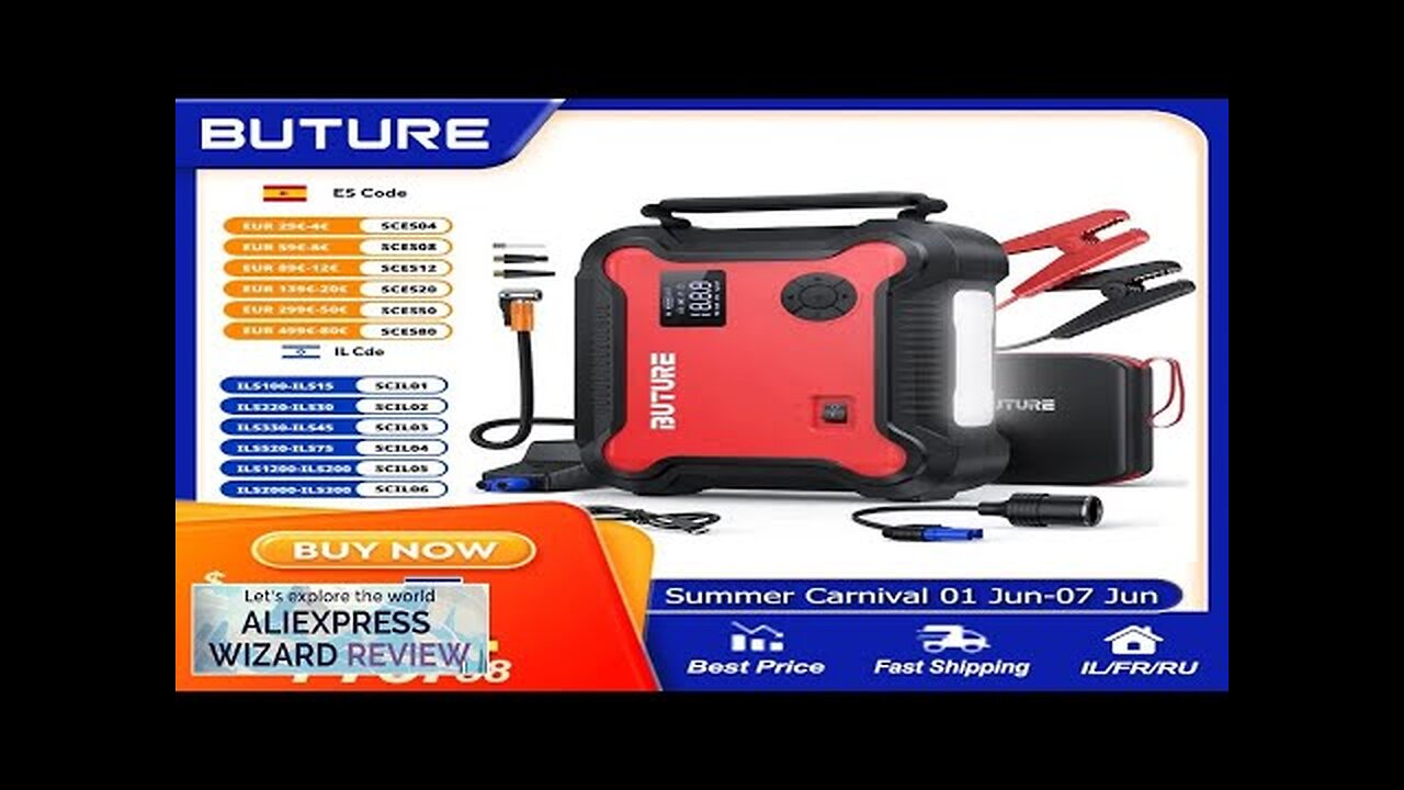 Buture 5 in 1 Car Jump Start Air Compressor 26800mAh Power Bank Review