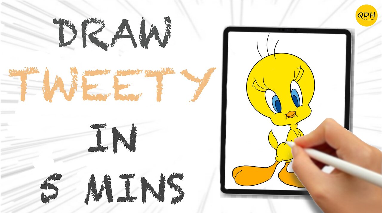 How to Draw Tweety from Looney Tunes in 5 minutes...learn with ...