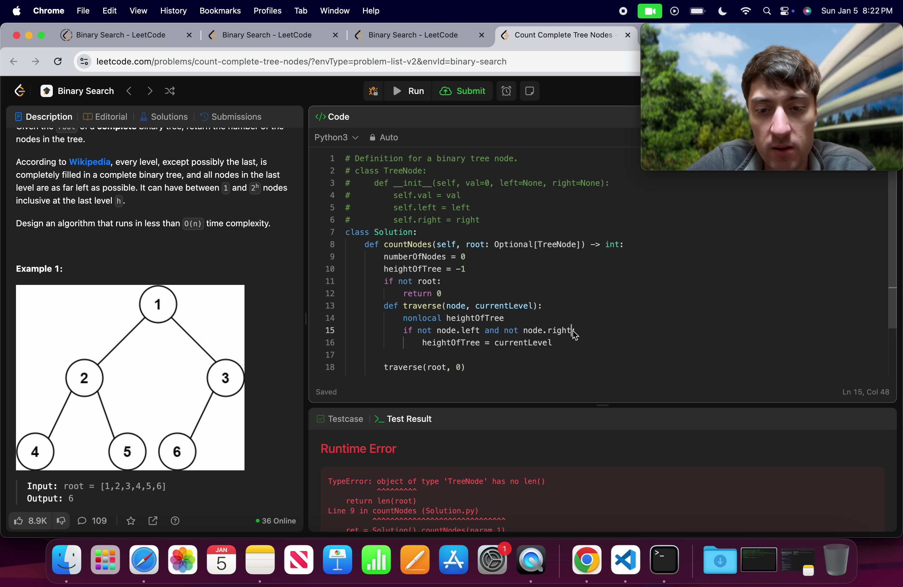 Failing Easy Leetcode: 222 Count Complete Tree Nodes | LeetCode Problem Of The Day