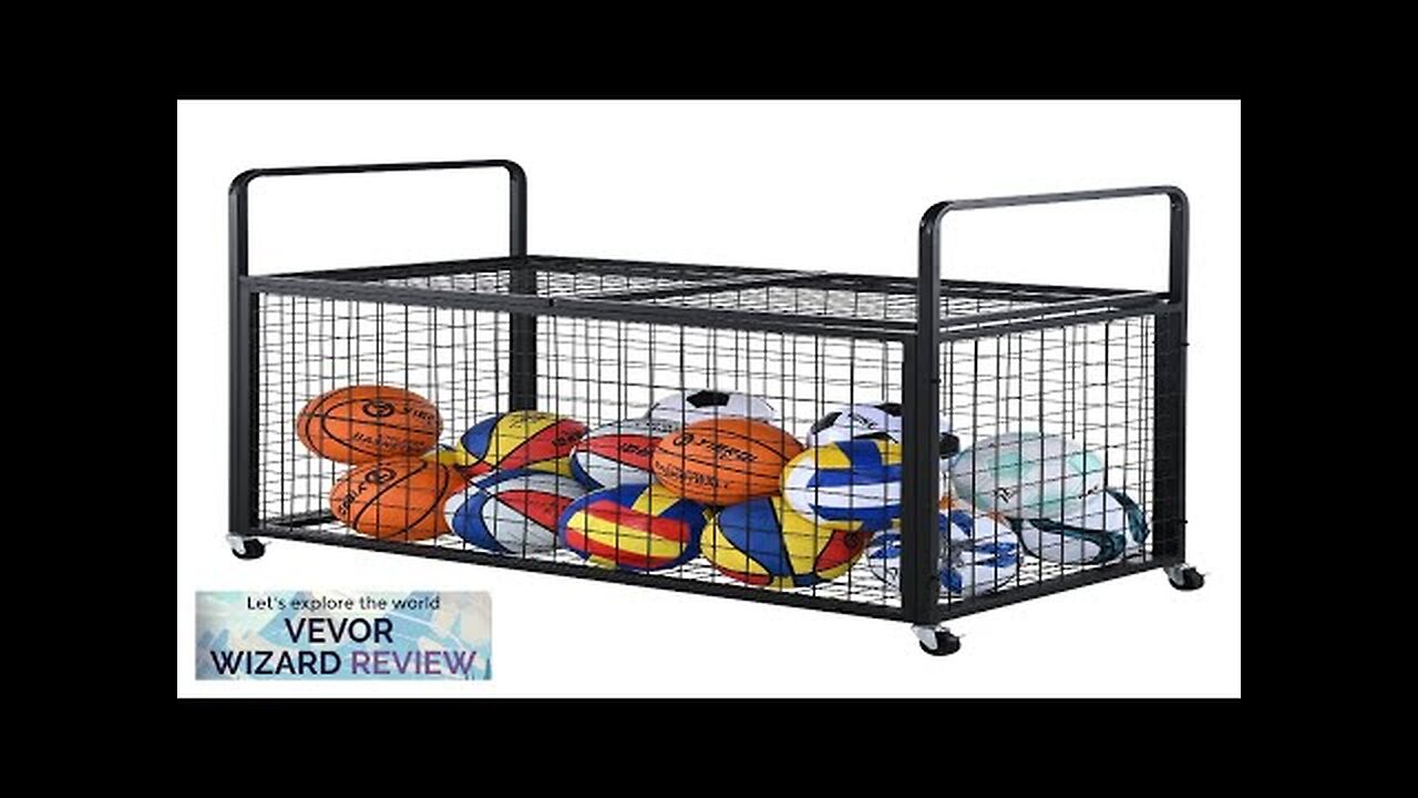 VEVOR Rolling Sports Ball Storage Cart Lockable Basketball Cage with ...