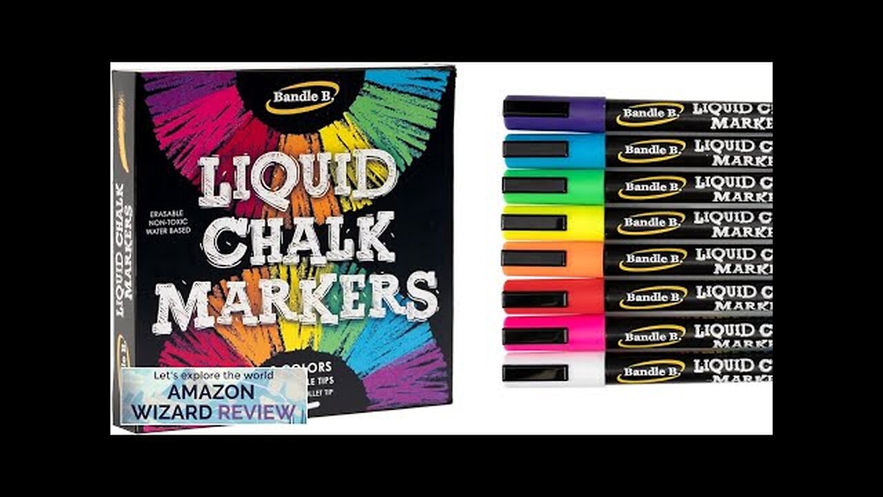 Chalk Markers 8 Vibrant Erasable Non-Toxic Water-Based Reversible Tips ...