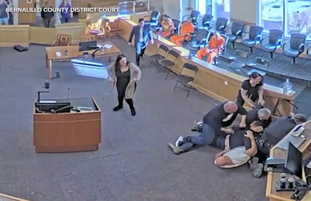 Watch: Murder trial turns into a brawl inside New Mexico courtroom