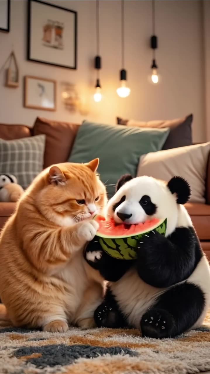 Caring for a Cat-Panda! 🐼🐱 Heartwarming Moment!