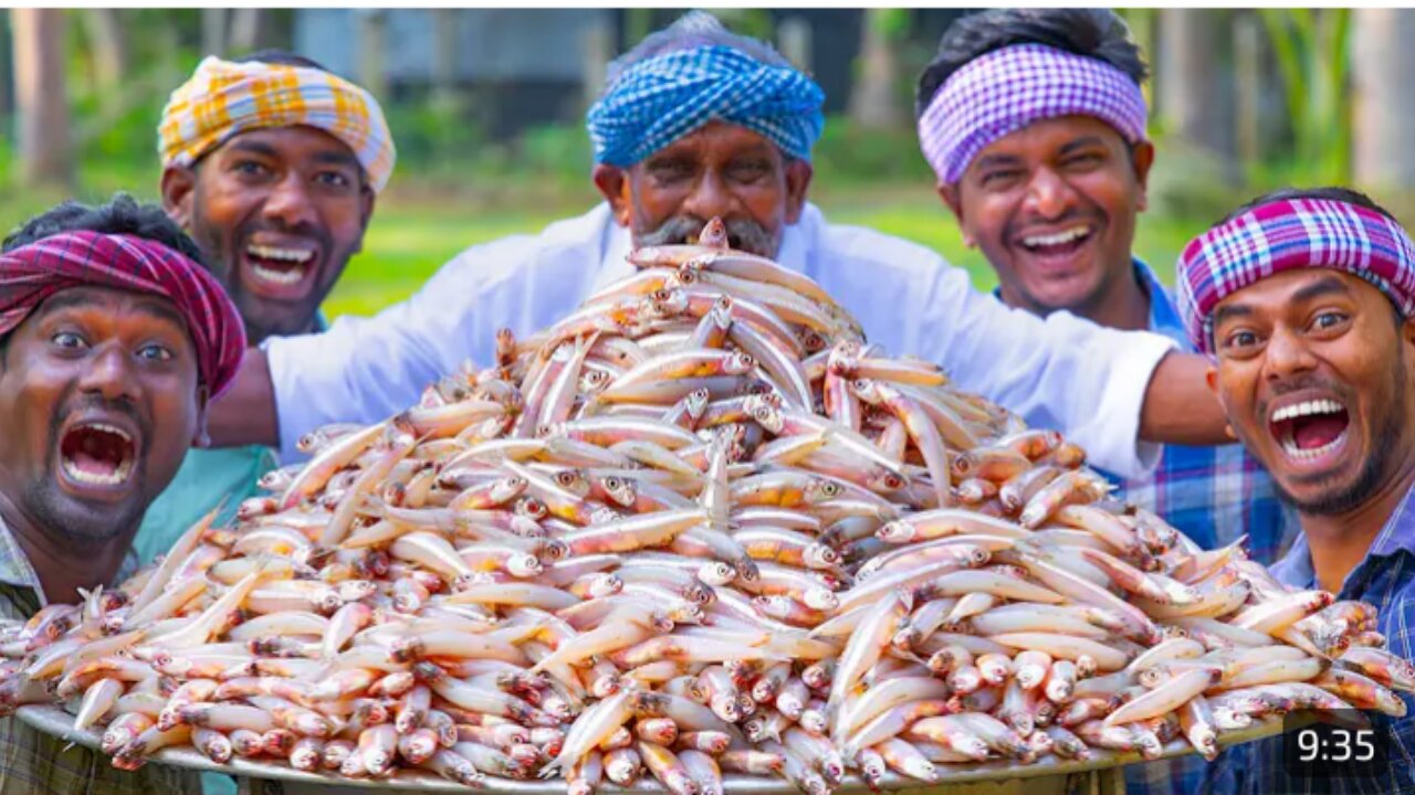 NETHILI FISH FRY | White Anchovy Fish Recipe Cooking in Village ...