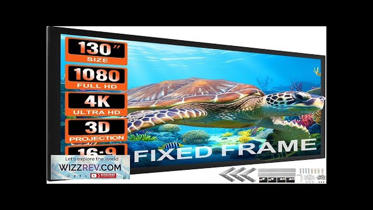 VEVOR Projector Screen Fixed Frame 130inch Diagonal 16:9 Movie ...