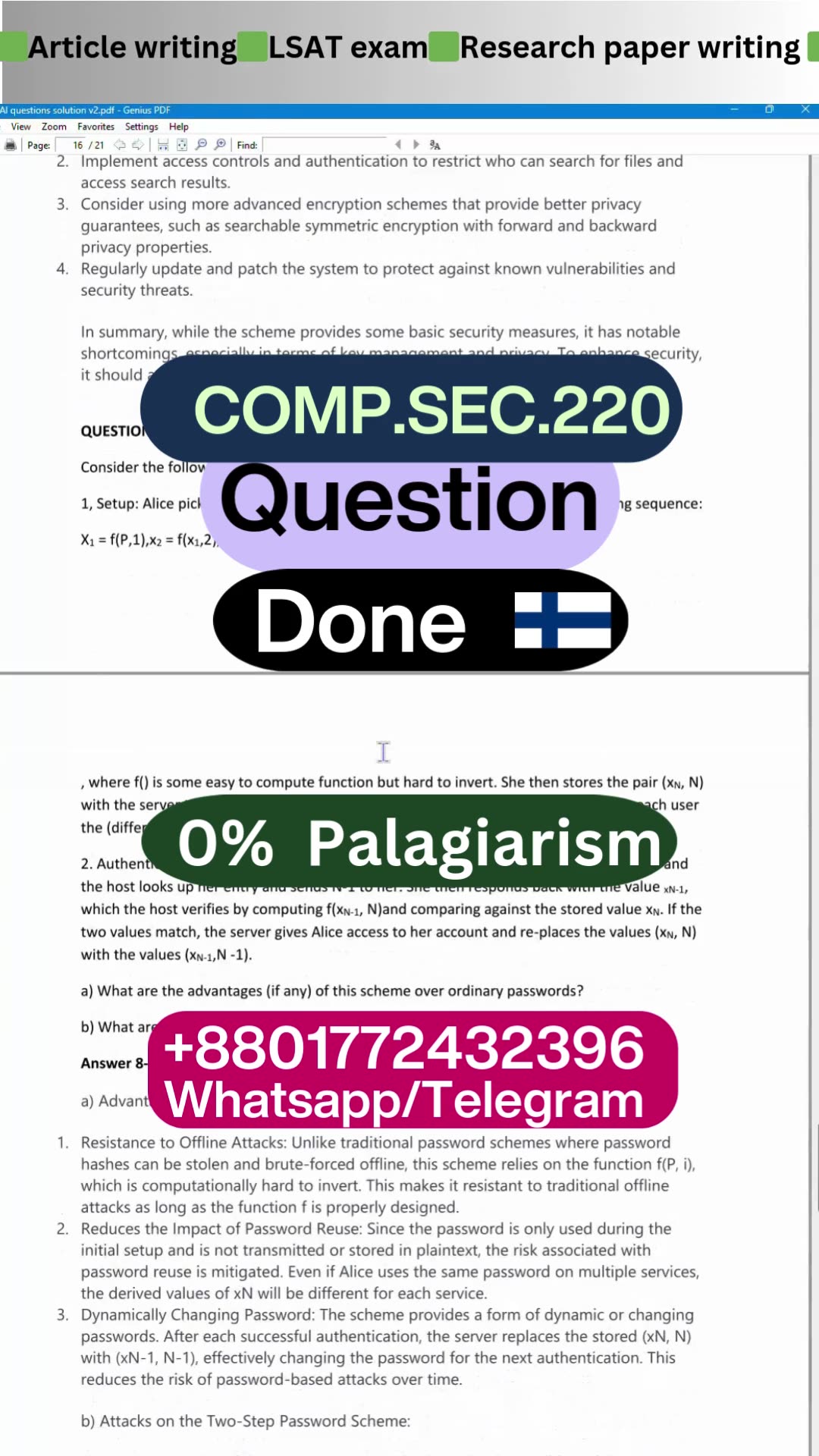 Student Work(Question)COMP.SEC.220 Essential Encryption Concepts ...