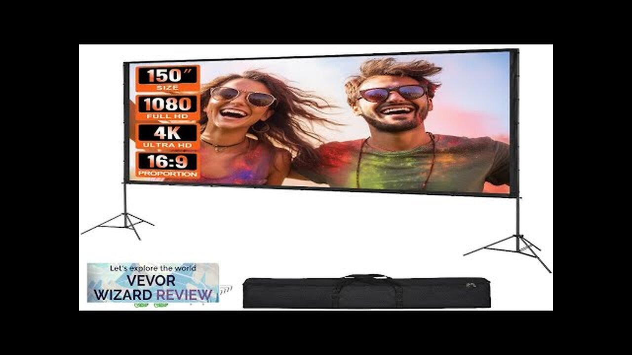 VEVOR Projector Screen with Stand 150 inch 16:9 4K 1080 HD Outdoor Review