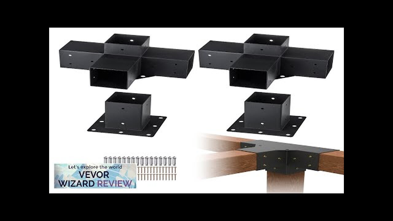VEVOR Pergola Bracket Kit 4''x4'' 4pcs 4-Way Heavy Duty Corner Bracket ...