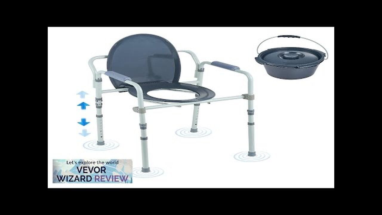 VEVOR Commode Chair Bedside Commode with Wider Toilet Seat 7-Level ...